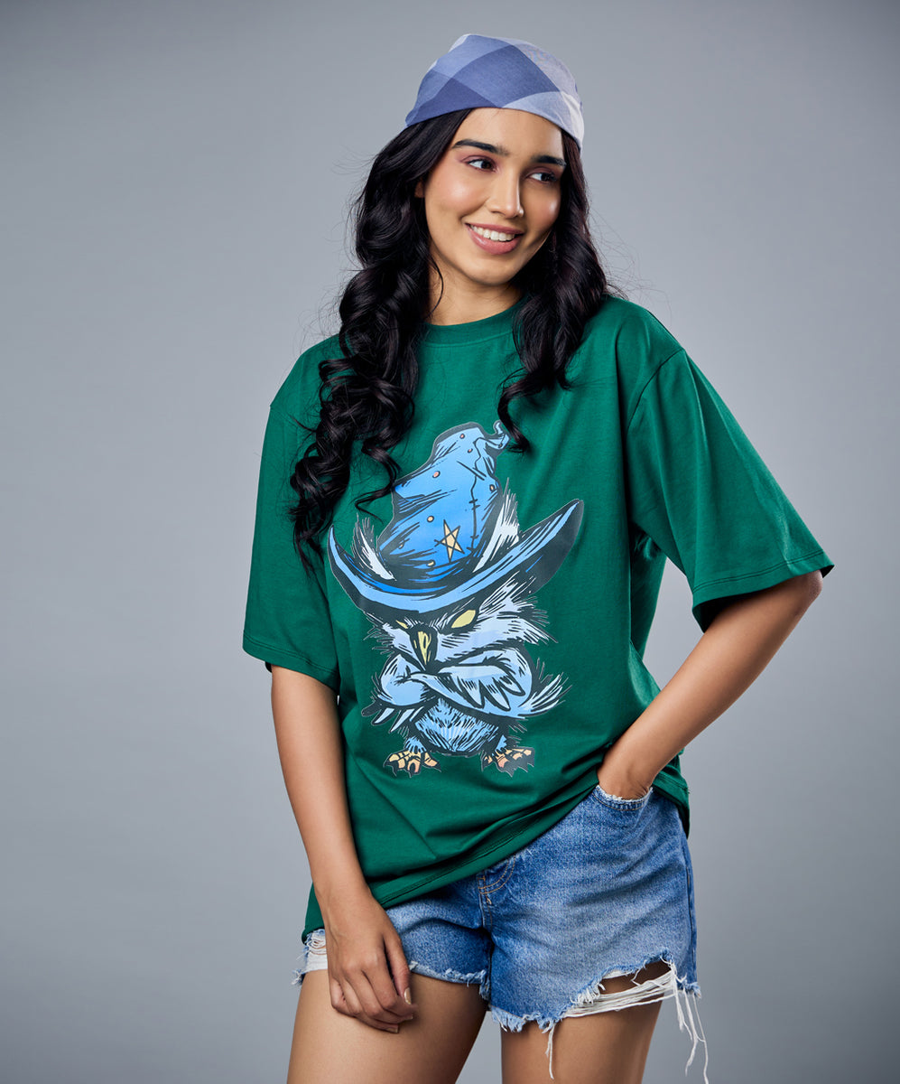 Angry Owl Printed Oversized Tshirt – Zigzag