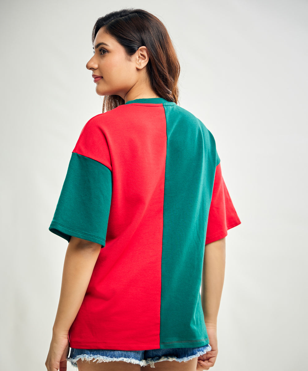 Loop Knit Oversized Mid Contrast Tshirt – Zigzag