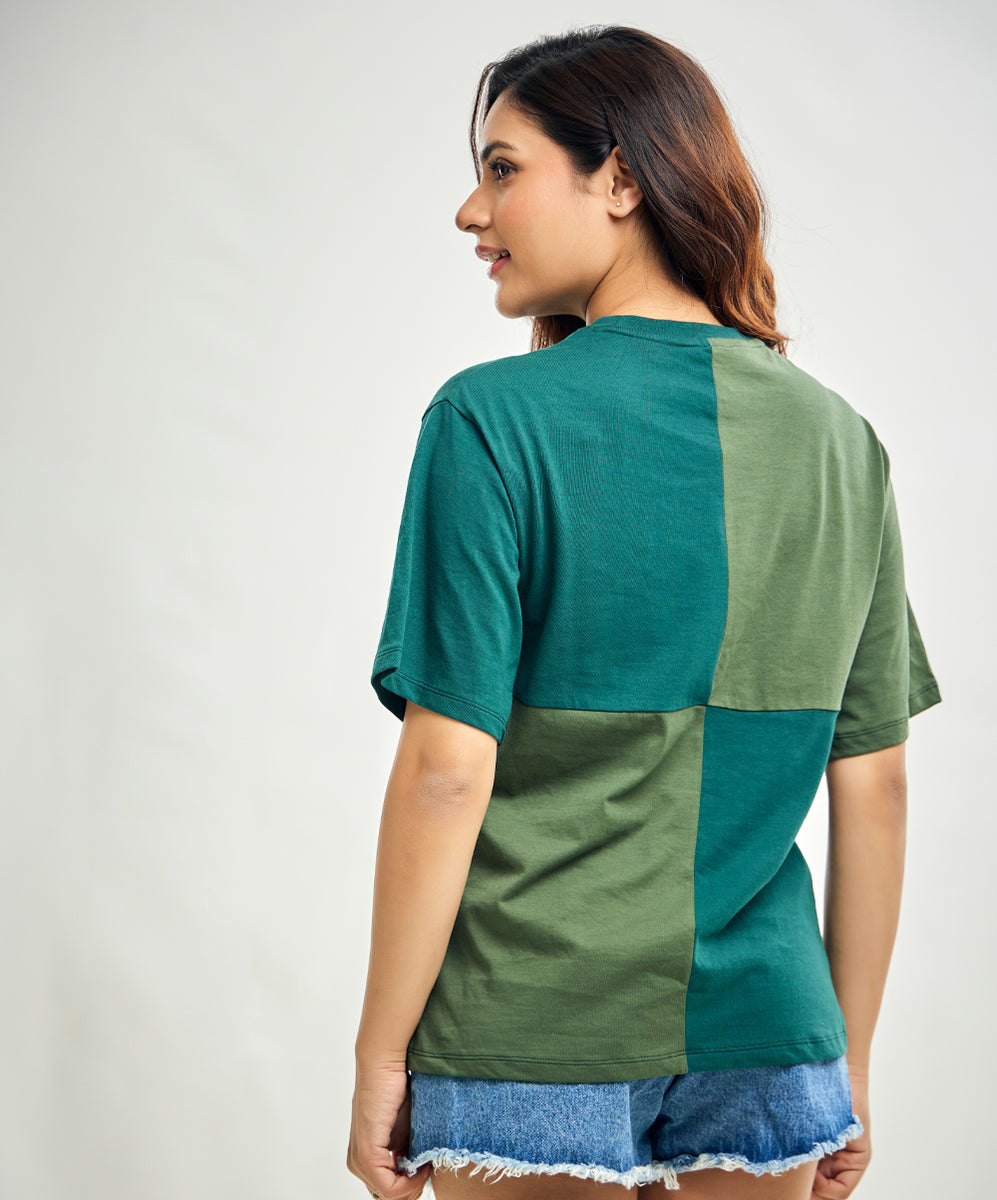 Check Contrast Detailed Oversized Tshirt – Zigzag