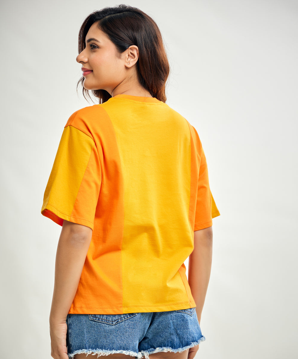 Paneled Oversized Crew Neck Tshirt – Zigzag