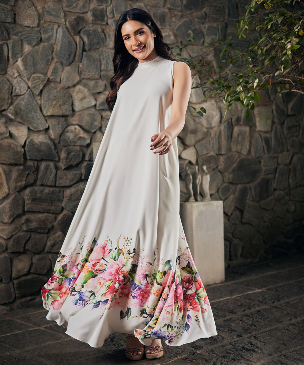 Sweet Rose Printed Summer Maxi Dress – Zigzag