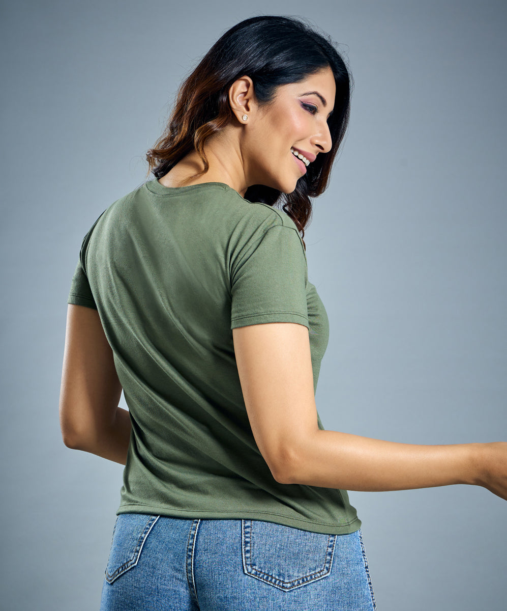 Basic Crew Neck Olive Tshirt – Zigzag