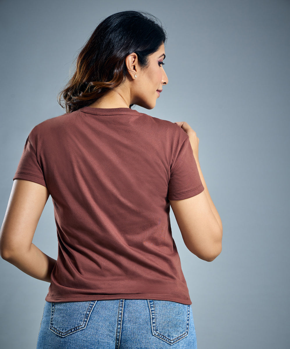 Basic Crew Neck Brown Tshirt – Zigzag