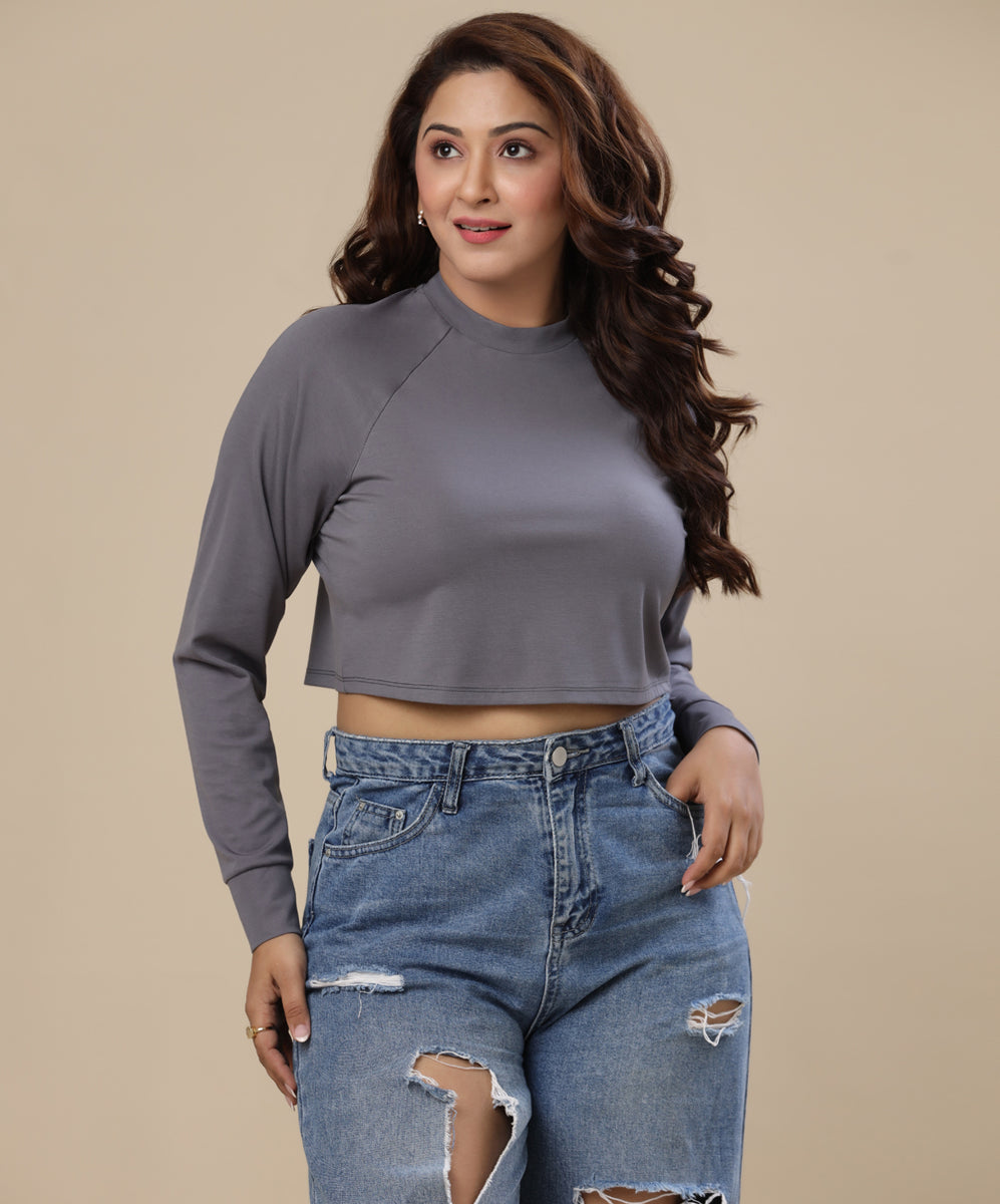 Raglan Long Sleeve Grey T Shirt Zigzag