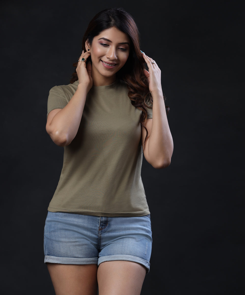 Basic Crew Neck Olive Green T-Shirt – Zigzag