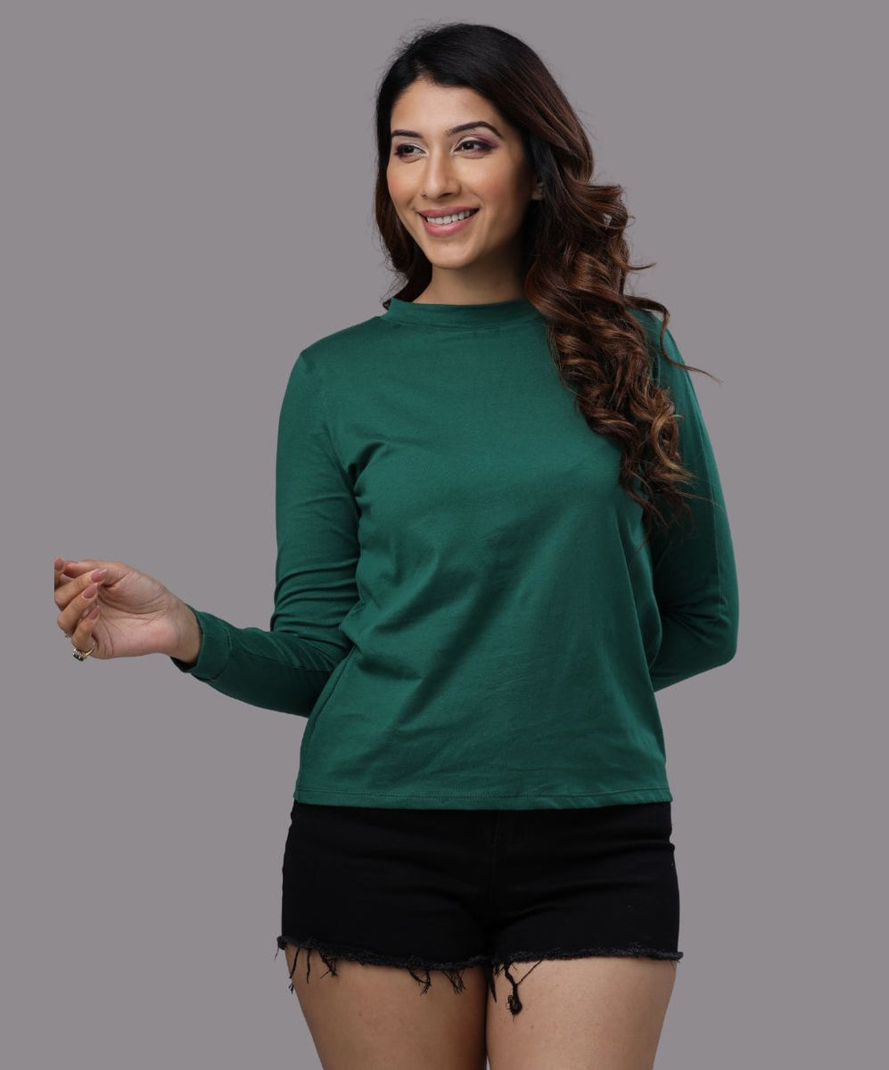 Crew Neck Long Sleeve Dark Green Tee – Zigzag