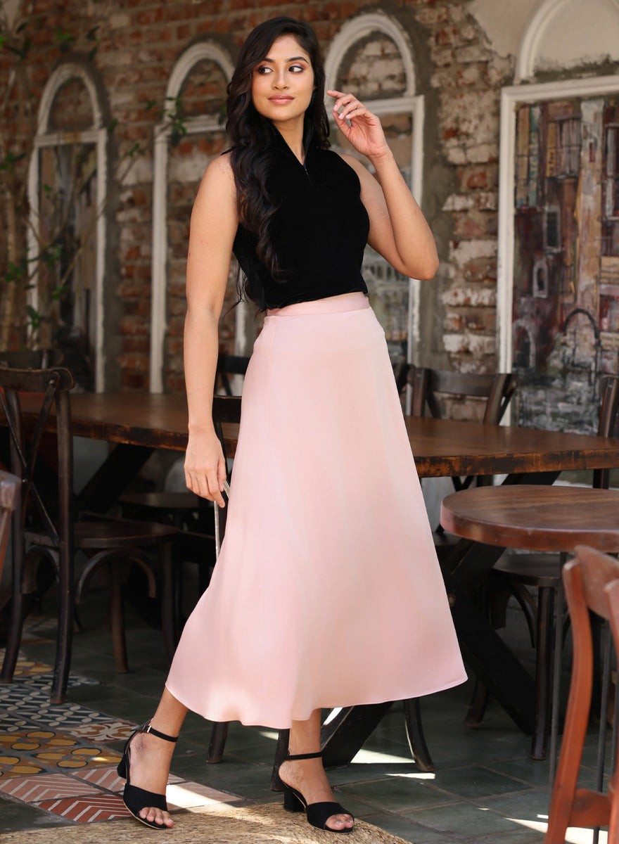 Satin A-Line Skirt - Pink – Zigzag