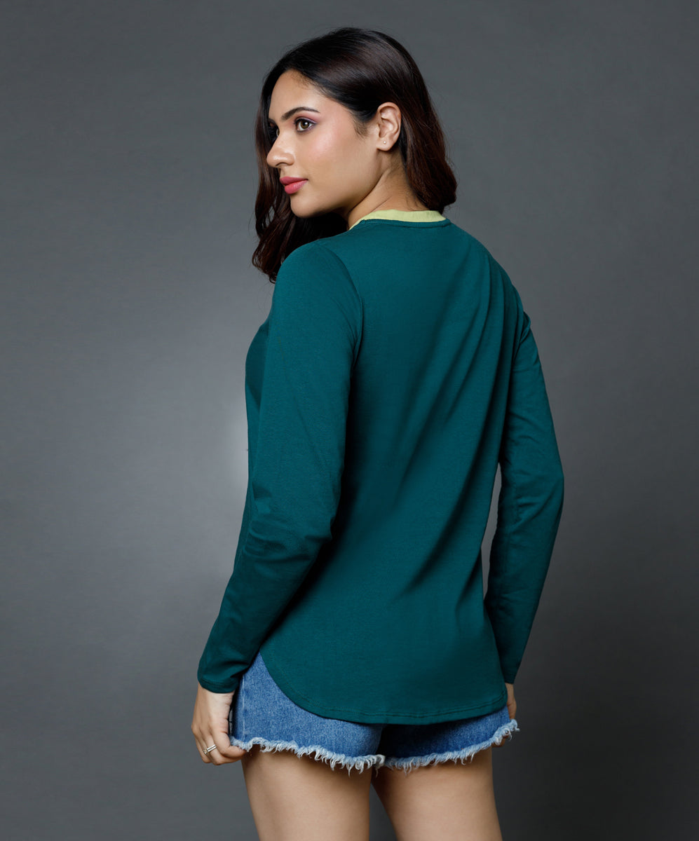 Long Sleeve Green Crew Neck T-Shirt – Zigzag