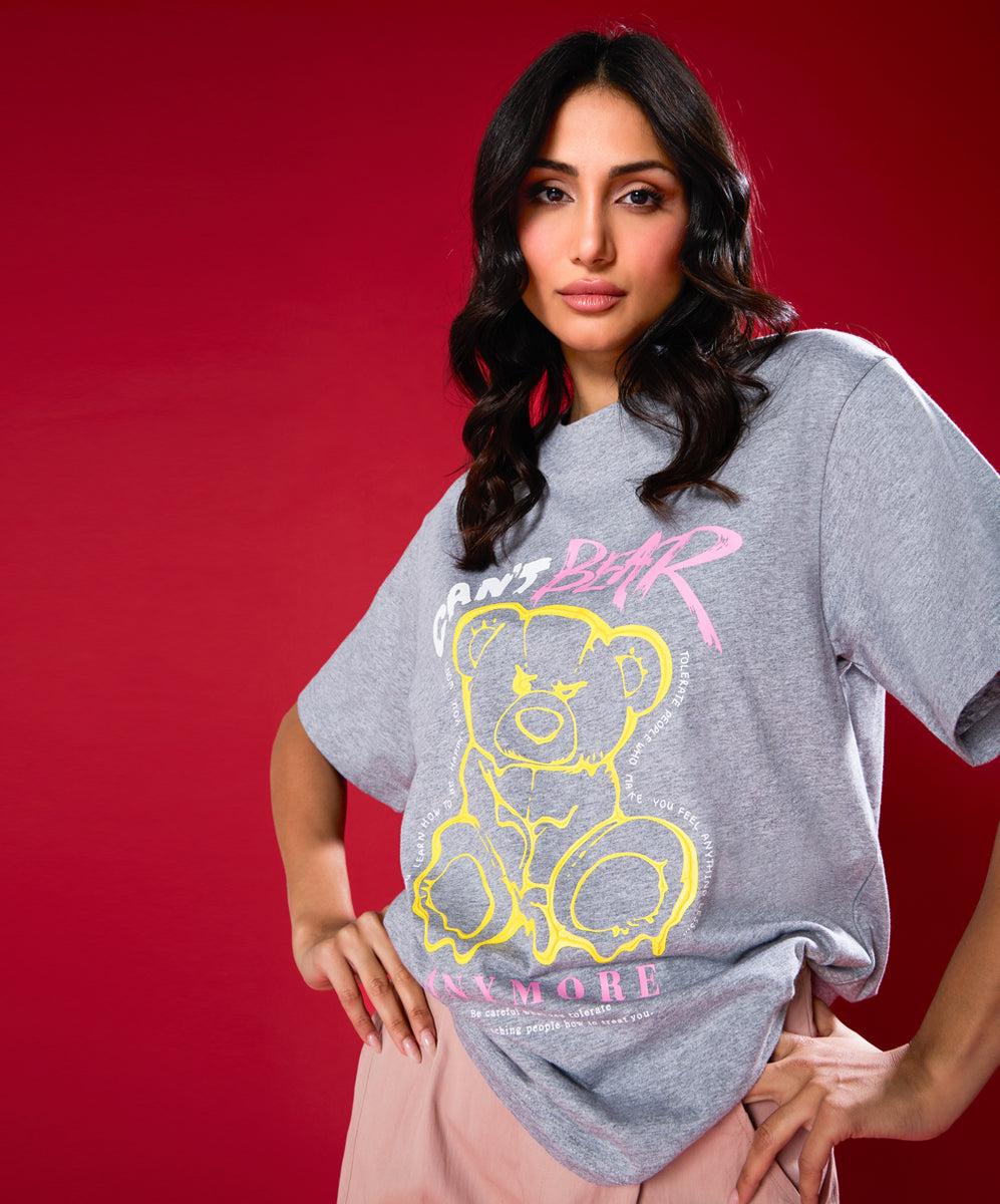 Can't Bear Printed Oversized Tshirt – Zigzag