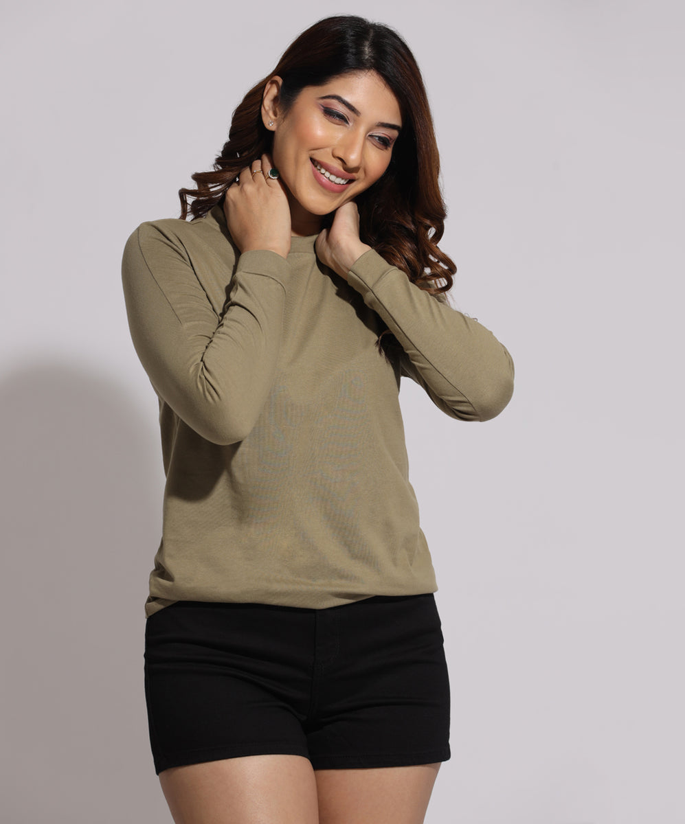 Long Sleeve Crew Neck Green Tshirt – Zigzag