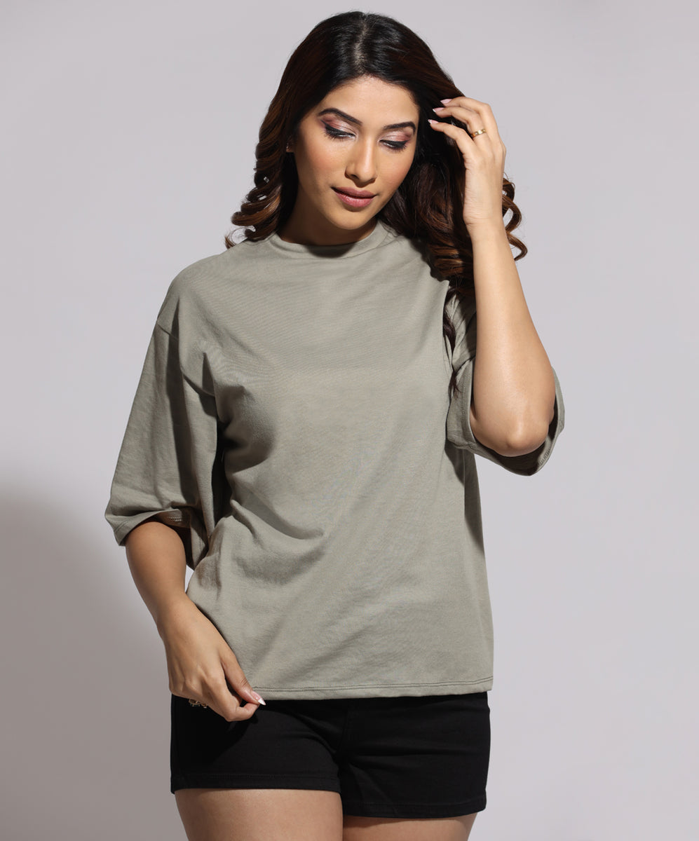 Oversized Solid Green Tshirt – Zigzag
