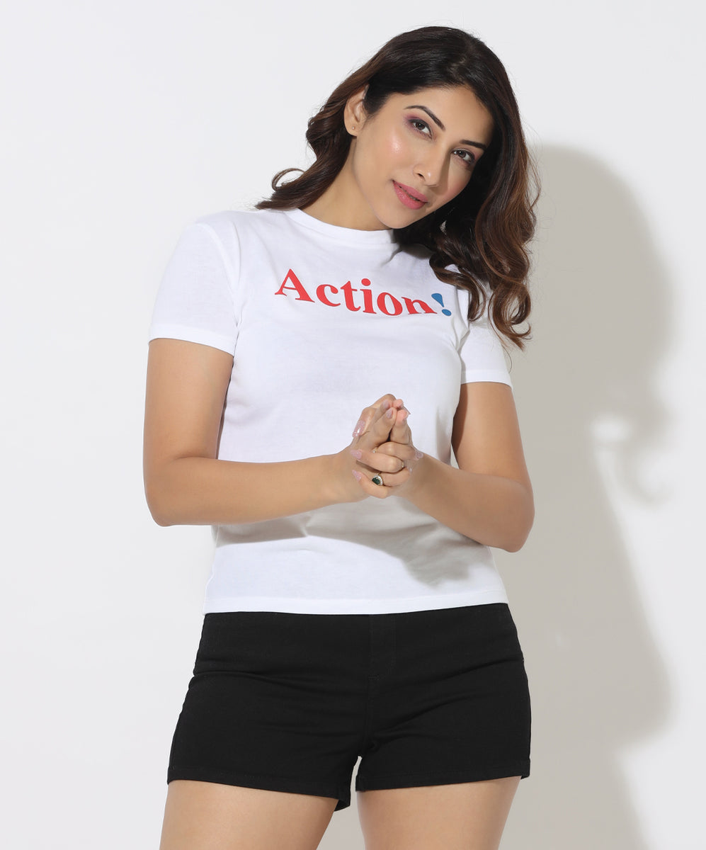 Action Printed Basic Crew Neck Tshirt – Zigzag