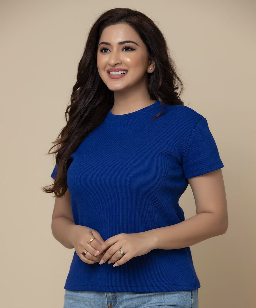 Royal Blue Basic Crewneck T-Shirt – Zigzag