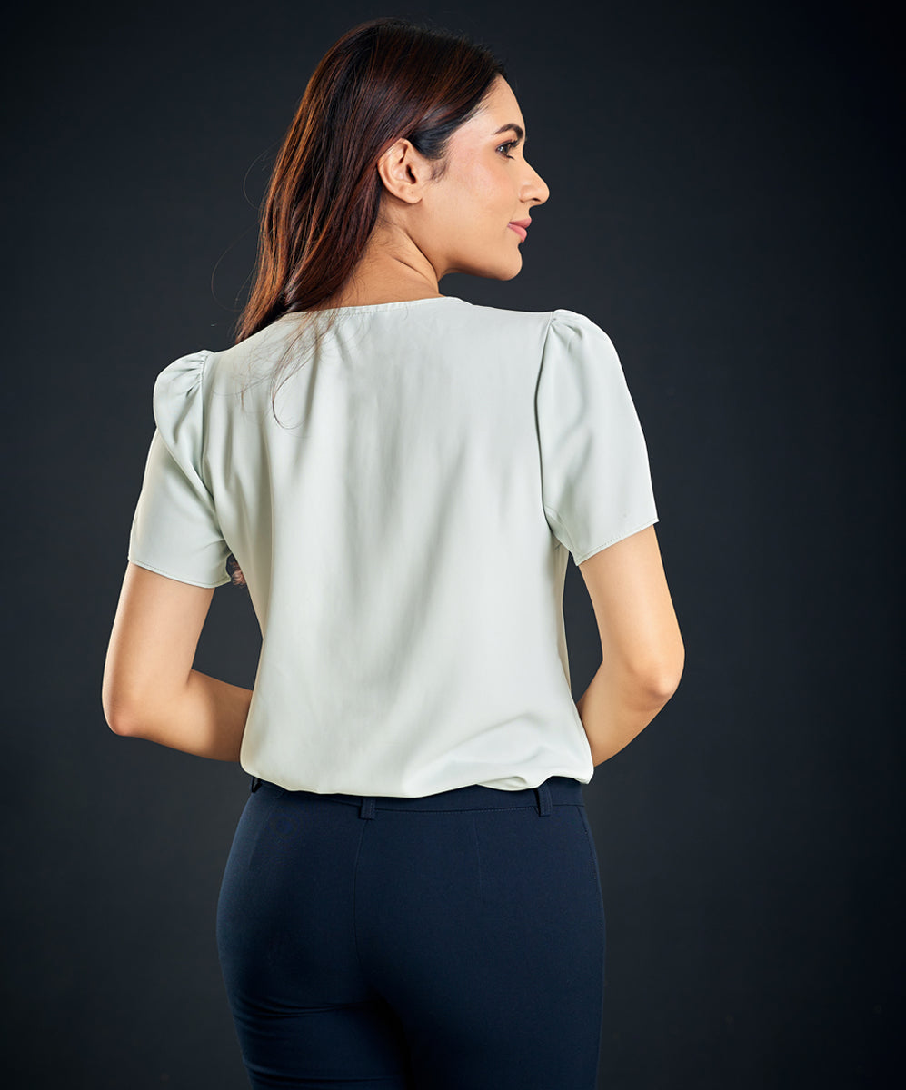 Floral Embroidered Notched Collar Top – Zigzag