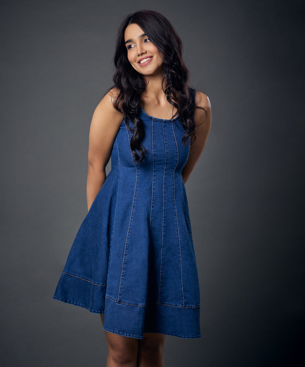 Waistless Panel Denim Princessline Dress – Zigzag
