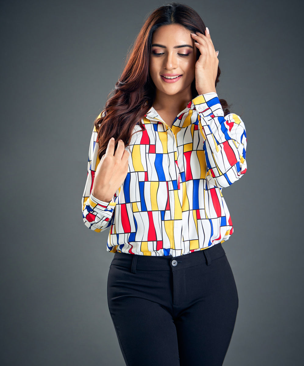 Printed Formal Long Sleeve Shirt – Zigzag