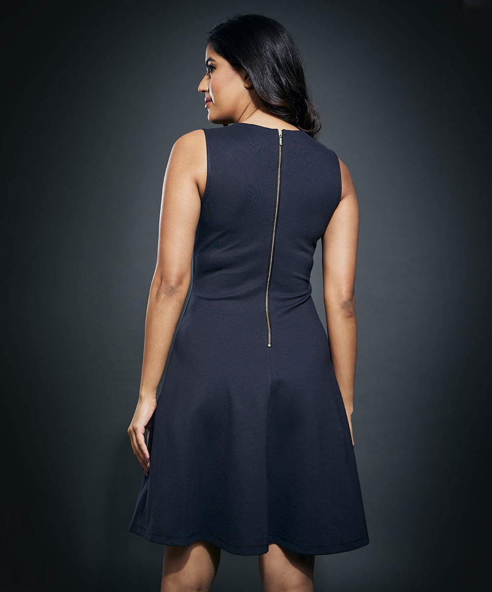 Two Tone Aline Ponte Dress- Pink & Grey – Zigzag