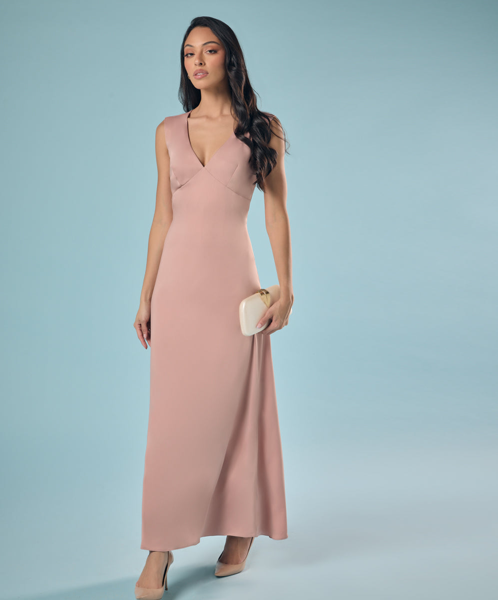 Vneck Body Hugging Satin Dress – Zigzag