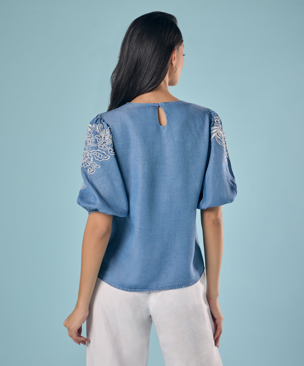 Embroidery And Cut Work Tencel Top – Zigzag
