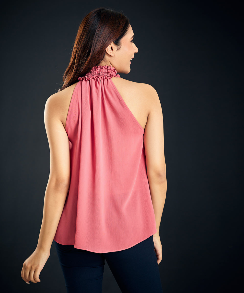Sleeveless Halter Neck Pink Top – Zigzag