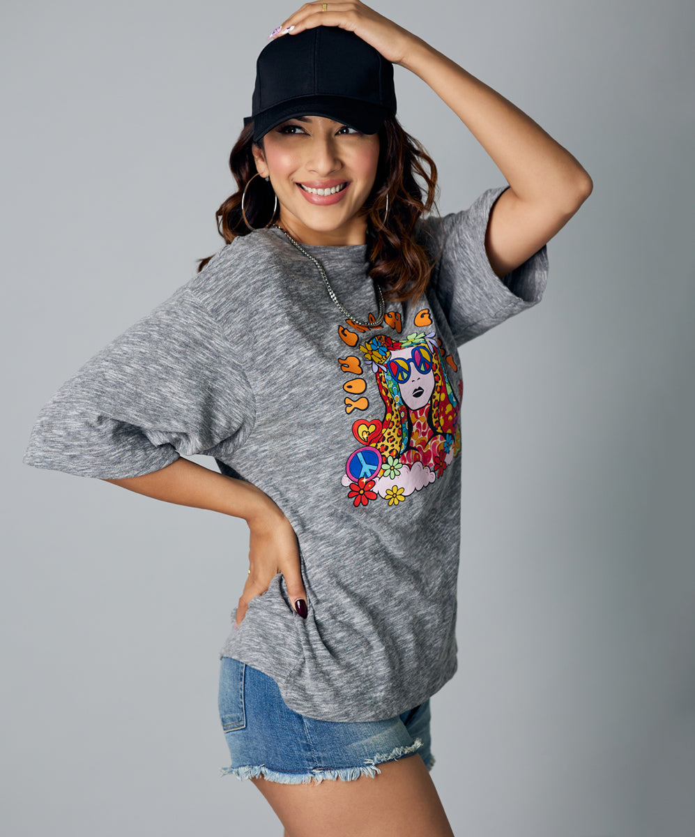 Oversize Dark Gray Marl Tshirt – Zigzag