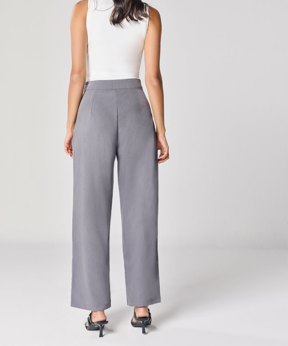 Grey Flared Formal Pant – Zigzag