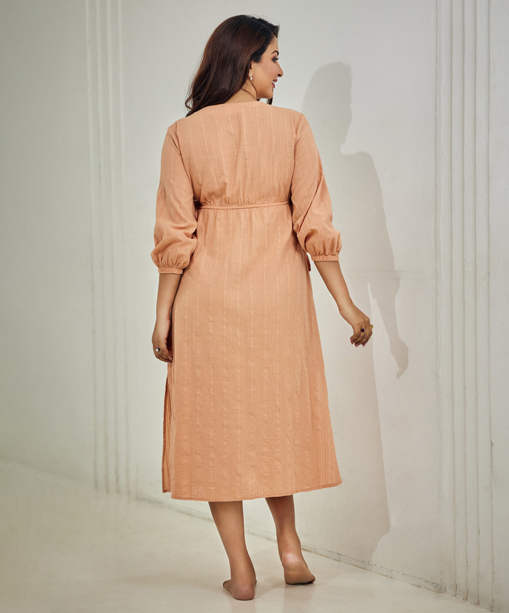 Arch Waistline Cotton Dress With Pockets – Zigzag