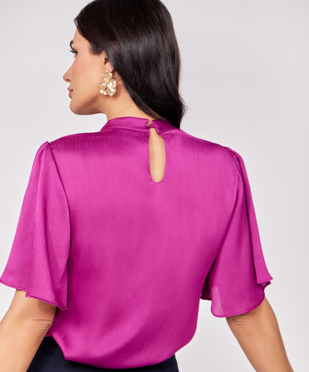 Purple Flared Short Sleeve Top – Zigzag