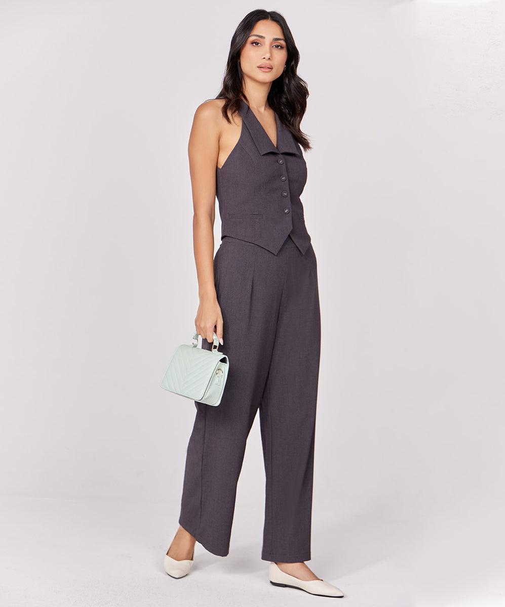 Flared Leg Formal Dark Grey Pant – Zigzag