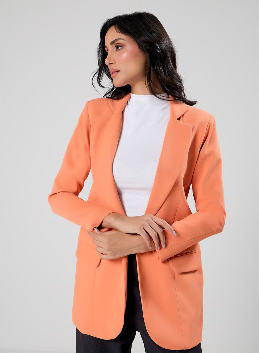 Orange Colour Oversized Formal Blazer – Zigzag