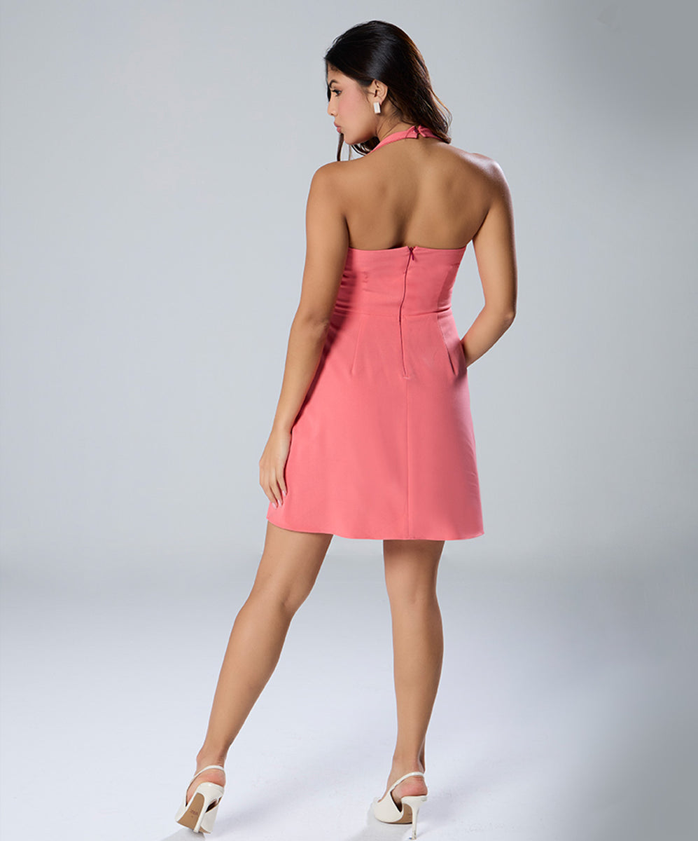 Halter Neck Mini Formal Dress – Zigzag