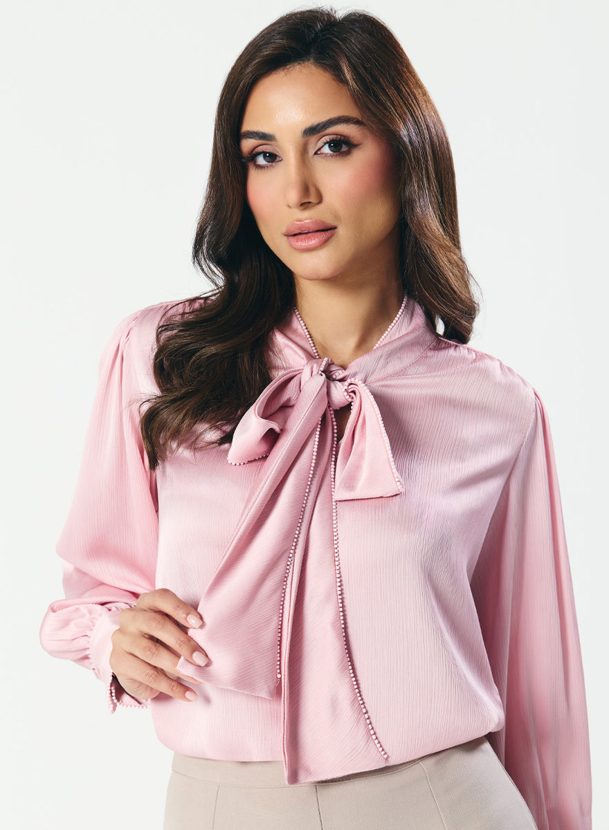 Pearl Line Attached Crepe Chiffon Top – Zigzag