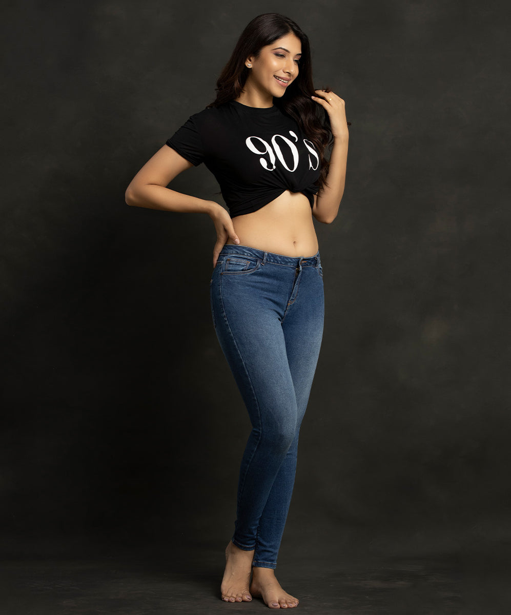 Mid Waist Skinny Type Blue Jean – Zigzag