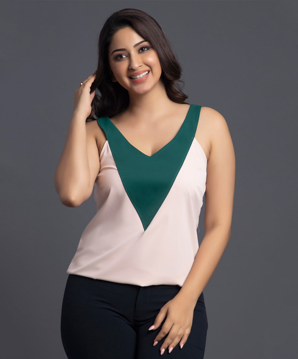 Paneled Chiffon Cami Top – Zigzag