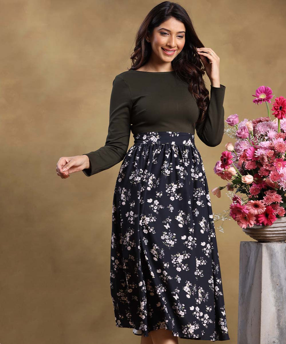 Two Tone Half Sleeve Dress – Zigzag