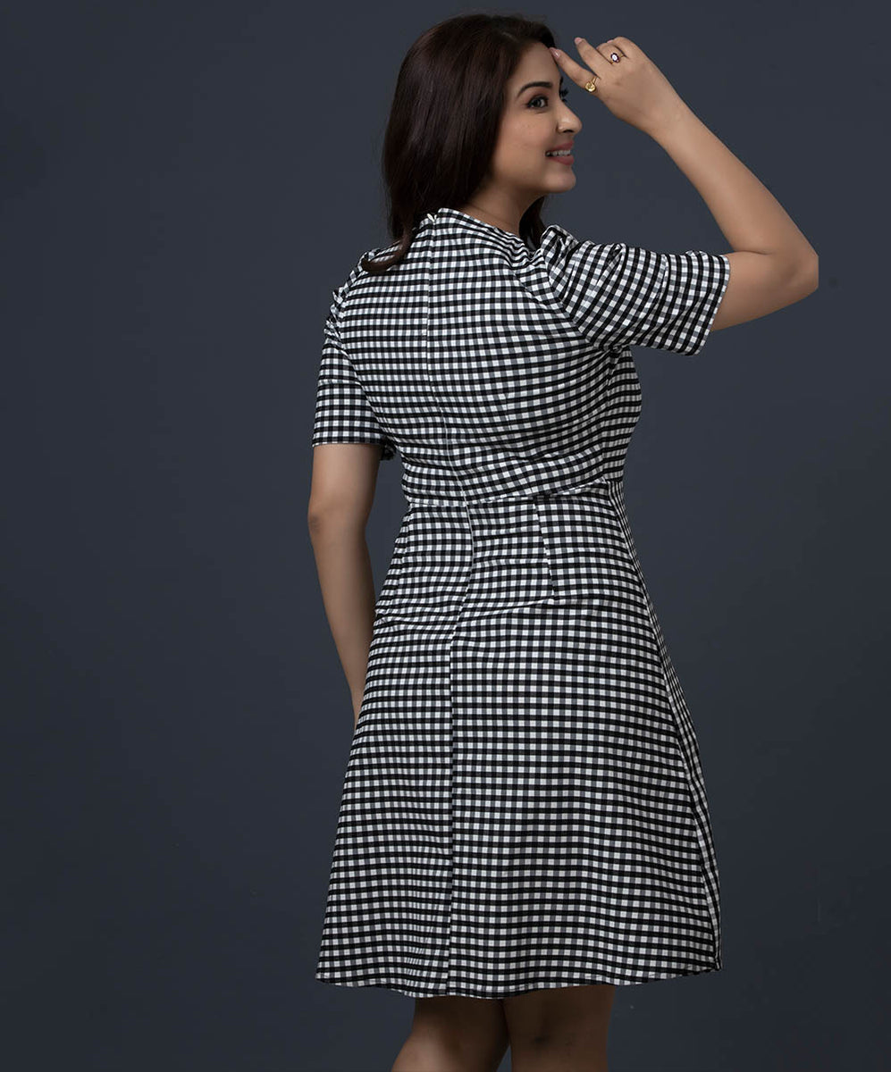 Sleeve Detailed Mini Check Dress – Zigzag