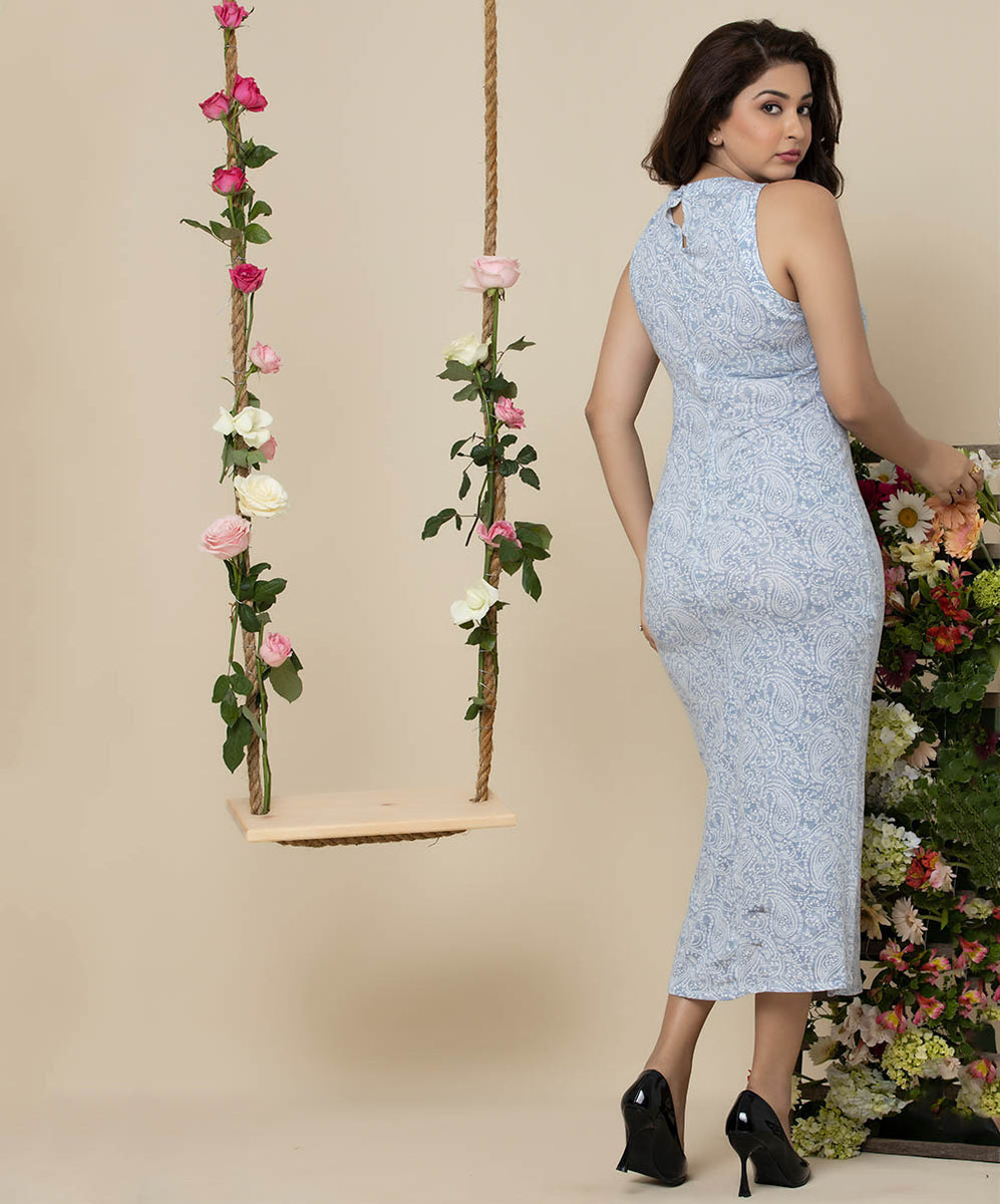 Halter Neck Paisley Printed ITY Dress – Zigzag