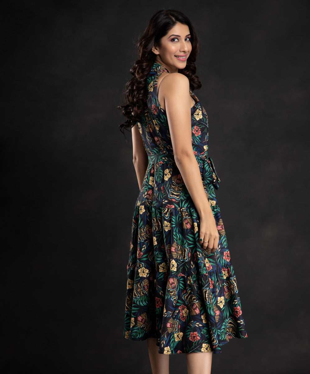 Spring Halter Bohemian Midi Dress – Zigzag