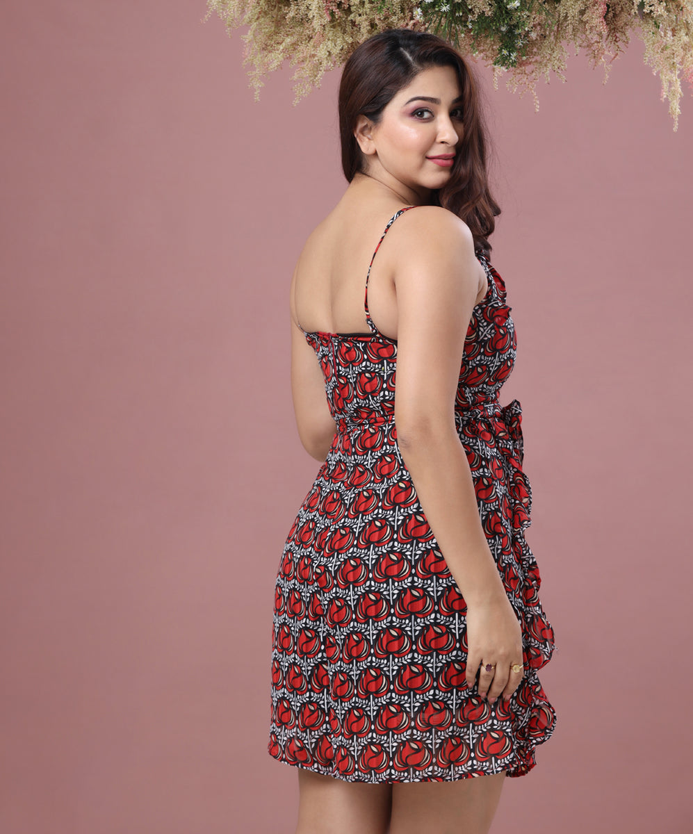 Floral Frilled Shift Chiffon Dress – Zigzag